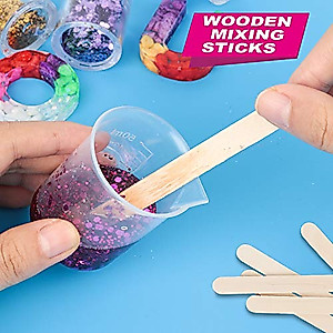 36 PCS Resin Mixing Cups, LEOBRO 12PCS 100ML Plastic Measuring Cups for Resin, 24PCS 50ML Paint Epoxy Resin Mixing Cups, with Craft Sticks, Beaker, Liquid Measuring Cups, Graduation Epoxy Resin Cups