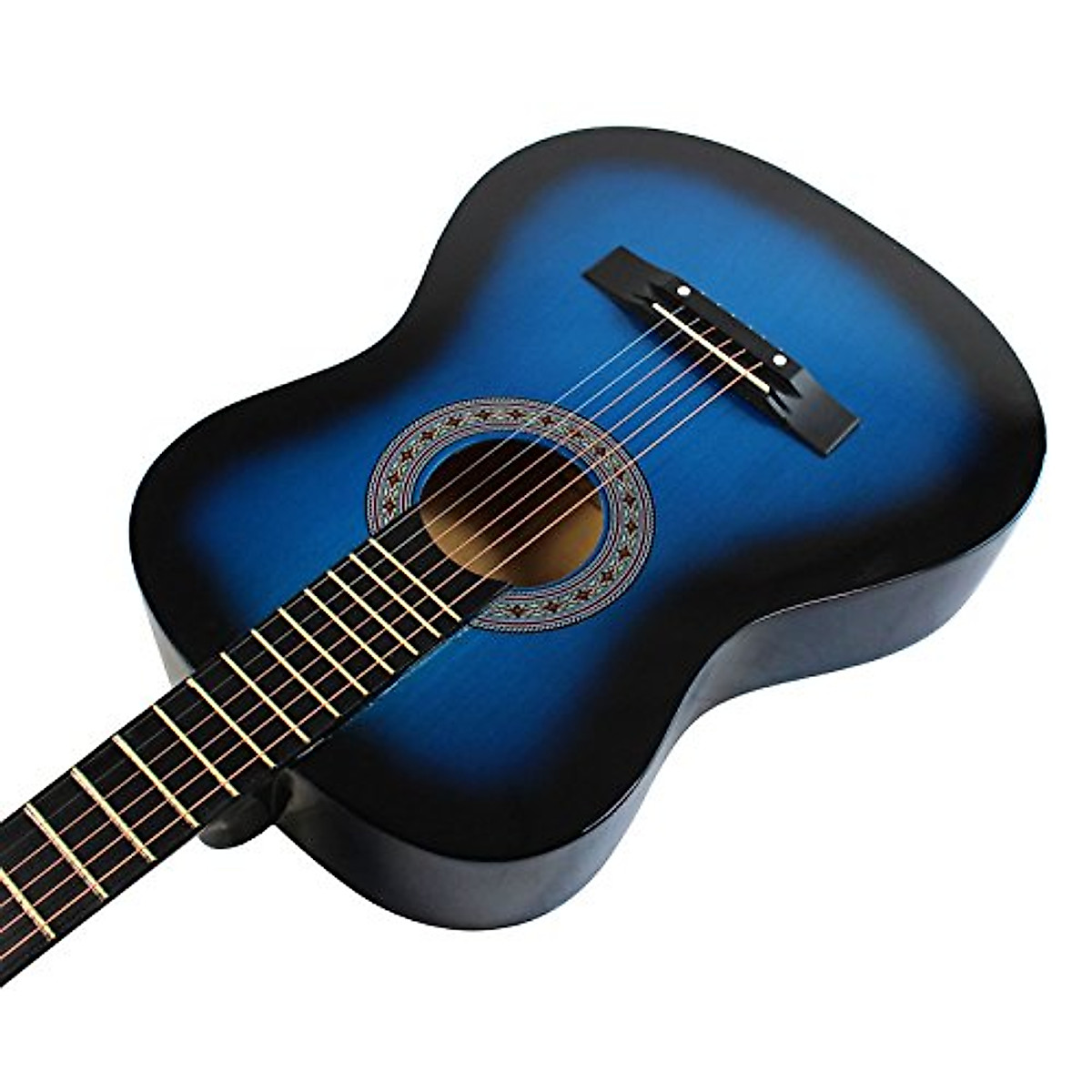 YMC 38" Blue Beginner Acoustic Guitar Starter Package Student Guitar with Gig Bag,Strap, 3 thickness 9 Picks,2 Pickguards,Pick Holder, Extra Strings, Electronic Tuner -Blue