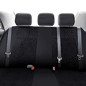 15 Pieces Bling Velvet Fabric Car Seat Covers Full Set Black Accessories for Women,Diamond Steering Wheel Rhinestone Crystal Seat Belt Cover, Center Console Pad Universal Car Decor