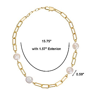 Itcoery Women’s 24K Gold Plated Baroque Pearls Necklace