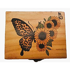 Sunflower Butterfly Trinket Box Small Jewelry Keepsake Box | Earrings Necklace Storage Box for Girls Women | Gift Idea Valentine's Day, Birthday Christmas, Weddings, Animals Ornaments for Home Décor