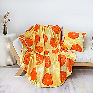 Bnuitland 72 Inch Pizza Funny Blanket with Pillow Cover (18×18"), 300 GSM Double Sided Giant Novelty Tortilla Realistic Food Blanket for Your Family, Adults and Kids