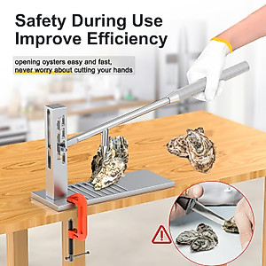 Buttwo Oyster Shucker, Stainless Steel Oyster Opener Tool Set Clam Machine with Oyster Shucking Knife Seafood Tools for Hotel and Family Buffet, Silver