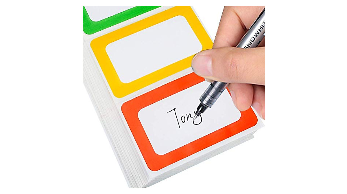 200 Colorful Name Tag Stickers - Bright, Versatile Labels for Organizing