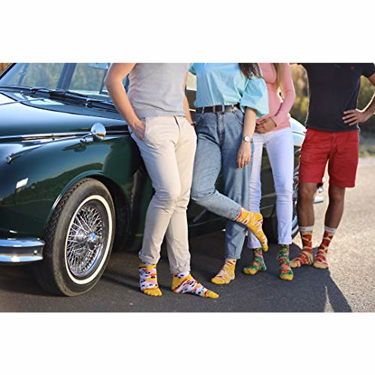 PIZZA SOCKS BOX 4 pairs MIX Hawaii Italian Vege Cotton Socks S Made In EU