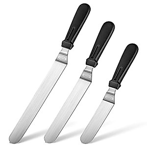TACGEA Icing Spatula, Offset Spatula for Cake Decorating, Baking, Angled Frosting Spatula with 6, 8 10 inch Stainless Steel Blade, Set of 3