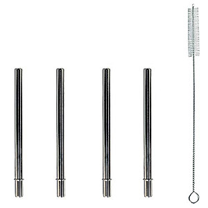 Extra Short 5" Safer Stainless Steel Straws for 12oz Thermos Funtainer, Cocktails, Small Glasses or Cups (4 Pack + Cleaning Brush)