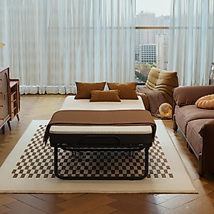 Folding Bed with Mattress, Portable Foldable Bed with Premium 5 Inch Memory Foam Mattress, Rollaway Bed Day Bed for Adults with Storage Cover and Metal Frame, Cot Size Extra Guest Bed (75" x 31")