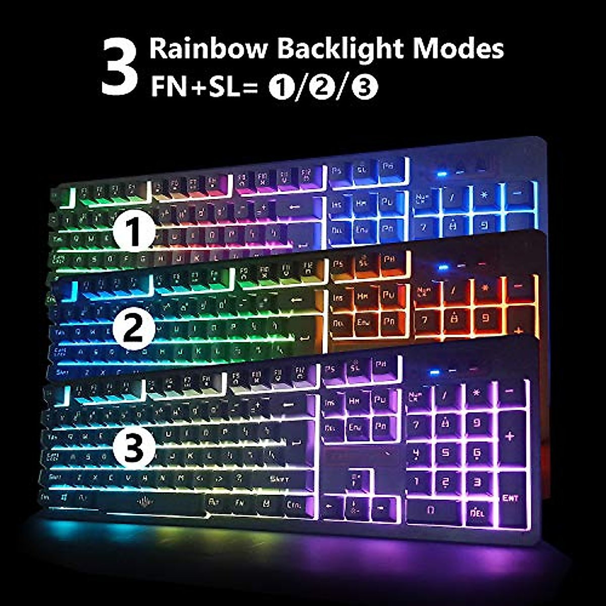 FELICON Wired Gaming Keyboard and Mouse Combo & 10 RGB Mouse Pad Set Waterproof 104 Keys Rainbow Backlight Mechanical Feel Keyboard and Crack Glowing Mouse for Laptop PC Computer Gaming and Work