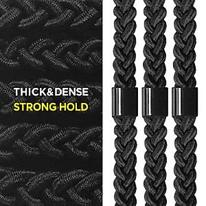 HAVHAF Braided Mens Hair Ties For Men - For Buns Curly Thick Dense Hair Elastic Hair Ties For Guys | No damage Crease Breakage Black 5 Count (Pack of 1)