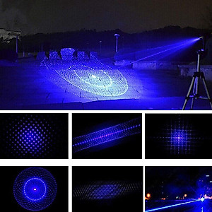 GDSZJLJ Blue High Power Flashlight, Long Range Adjustable Focus, Tactical Handheld Light with Starlight Cap, Suitable for Hiking, Camping, Outdoor, Fishing, Camping Hiking, Travel