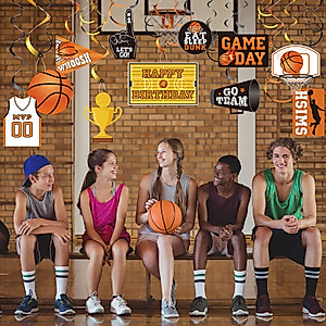 30 Pieces Basketball Party Hanging Swirls Decorations, Sports Theme Party Cutouts Hanging Foil Swirls Decorations for Teenagers Favor Birthday Party Supplies