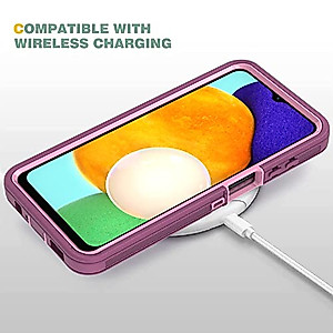 ONOLA Galaxy A13 5G Case with 2-Pack HD Screen Protector, Durable Shockproof 3-Layer Cover (WineRed Pink)