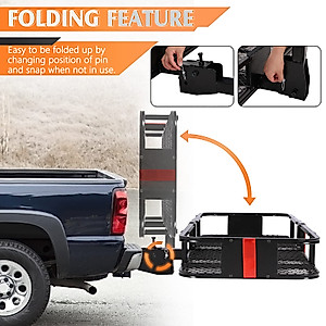 HUUHRIN 60"x21"x6" Cargo Hitch Carrier - 550lbs Capacity Trailer Hitch Cargo Carrier with Waterproof Bag Cover, Net and 2 Reinforced Straps - Folding Car Cargo Carrier Hitch Mount(Black)