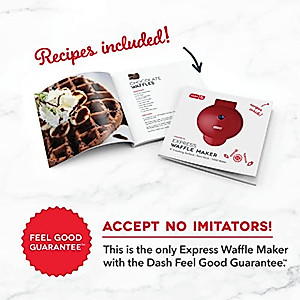 DASH Express 8” Waffle Maker for Waffles, Paninis, Hash Browns + other Breakfast, Lunch, or Snacks, with Easy to Clean, Non-Stick Cooking Surfaces - Red