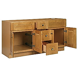 Design House Brookings 60 Inch Bathroom Vanity, Ready to Assemble, Modern Birch, 599019-MBH