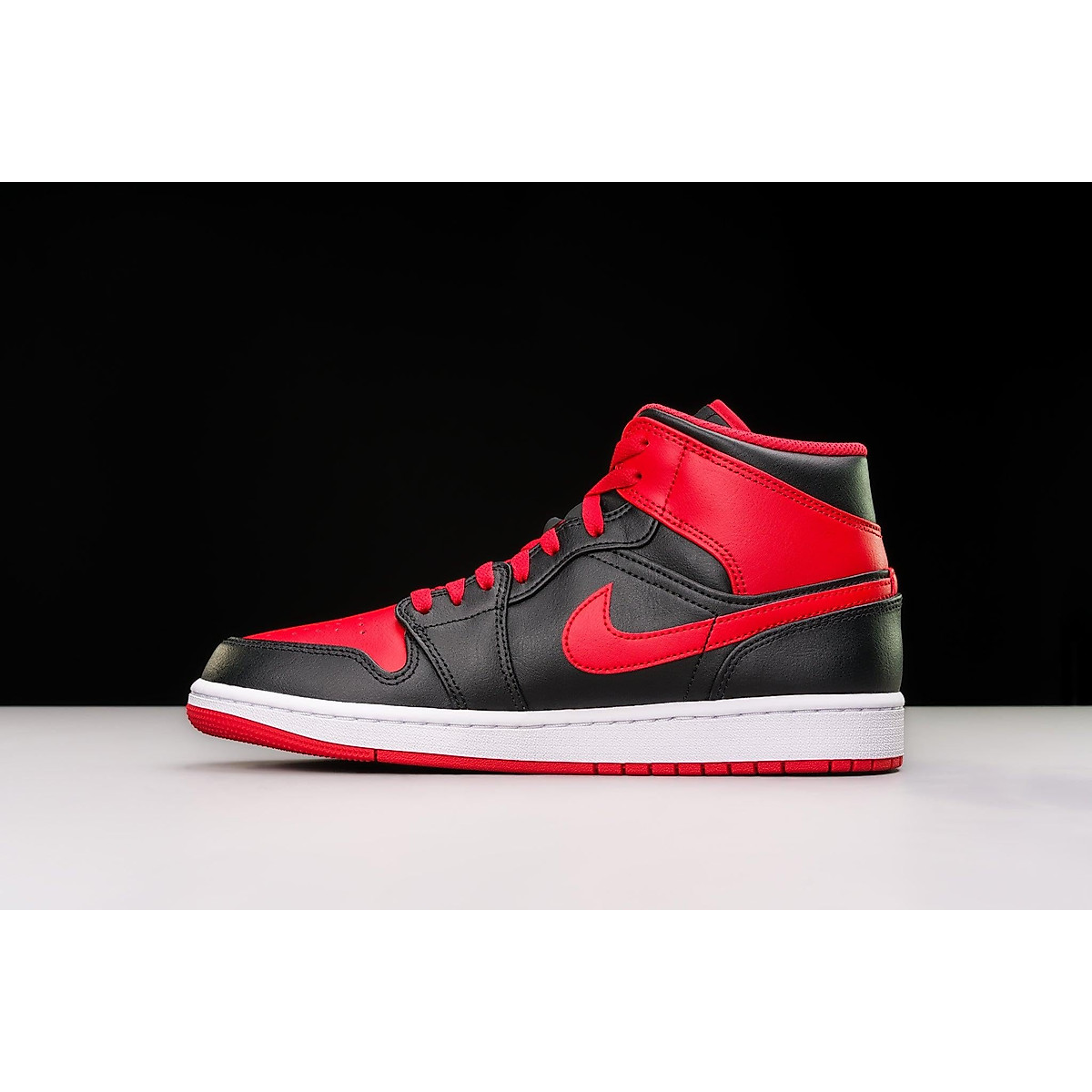 Jordan Nike Air 1 Mid Men's Shoes Black/Fire Red-White DQ8426-060 9