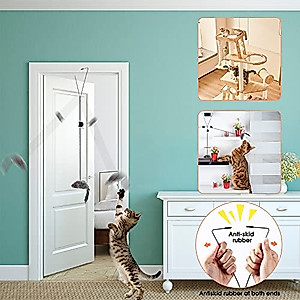 FYNIGO Self-Play 3 Ways Hanging Door Cat Mouse Toys for Indoor Cats Kitten,Interactive Cat Mice Toys for Hunting Exercising Eliminating Boredom, for Small Breeds