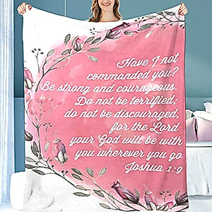 Bible Verse Joshua 1 9 Throw Blanket with Inspirational Thoughts and Prayers Religious Soft Christian Throw Blanket Inspirational Blankets and Throws Caring Gift for Men & Women