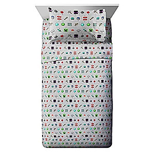 Jay Franco Minecraft Monster Hunters 4 Piece Twin Bed Set - Includes Reversible Comforter & Sheet Set - Bedding Features Creeper - Super Soft Fade Resistant Microfiber (Official Minecraft Product)