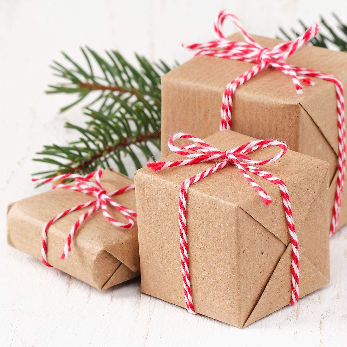 HOKI Cotton Bakers Twine Red & White 100M (328 Feet), Packing String, Durable Rope for Gardening, Decoration, Tying Cake and Pastry Boxes, DIY Crafts & Gift Wrapping, for Art and Craft