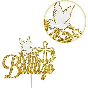 Halawawa Mi Bautizo Cake Topper - Spanish My Bapstim, First Holy Communion Decoration Cake Topper - Baby Shower/Baptism/Communion/Baby 1st Birthday Party Cake Decors