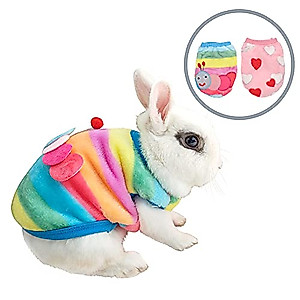 TEHAUX 2 Pieces Soft Pet Costume Rabbit Bunny Pet Clothes Warm Fleece Pet Apparel Comfortable Small Pet Vest Clothing for Small Animals Ferret Chihuahua Puppy Kitten