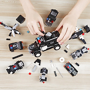 INRATELL City Police SWAT Building Block Set - 8 + 1 Black Armored SWAT Vehicles with Cop Cars, Helicopter, Motorbike, Best Roleplay STEM Toy Best Gift for Boys Kids Age 6-12