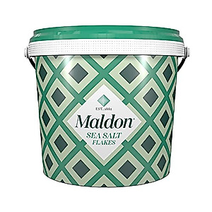 Maldon Salt, Sea Salt Flakes, 3.1 lb, Bulk Tub, Kosher, Natural, Handcrafted, Gourmet, Pyramid Crystals