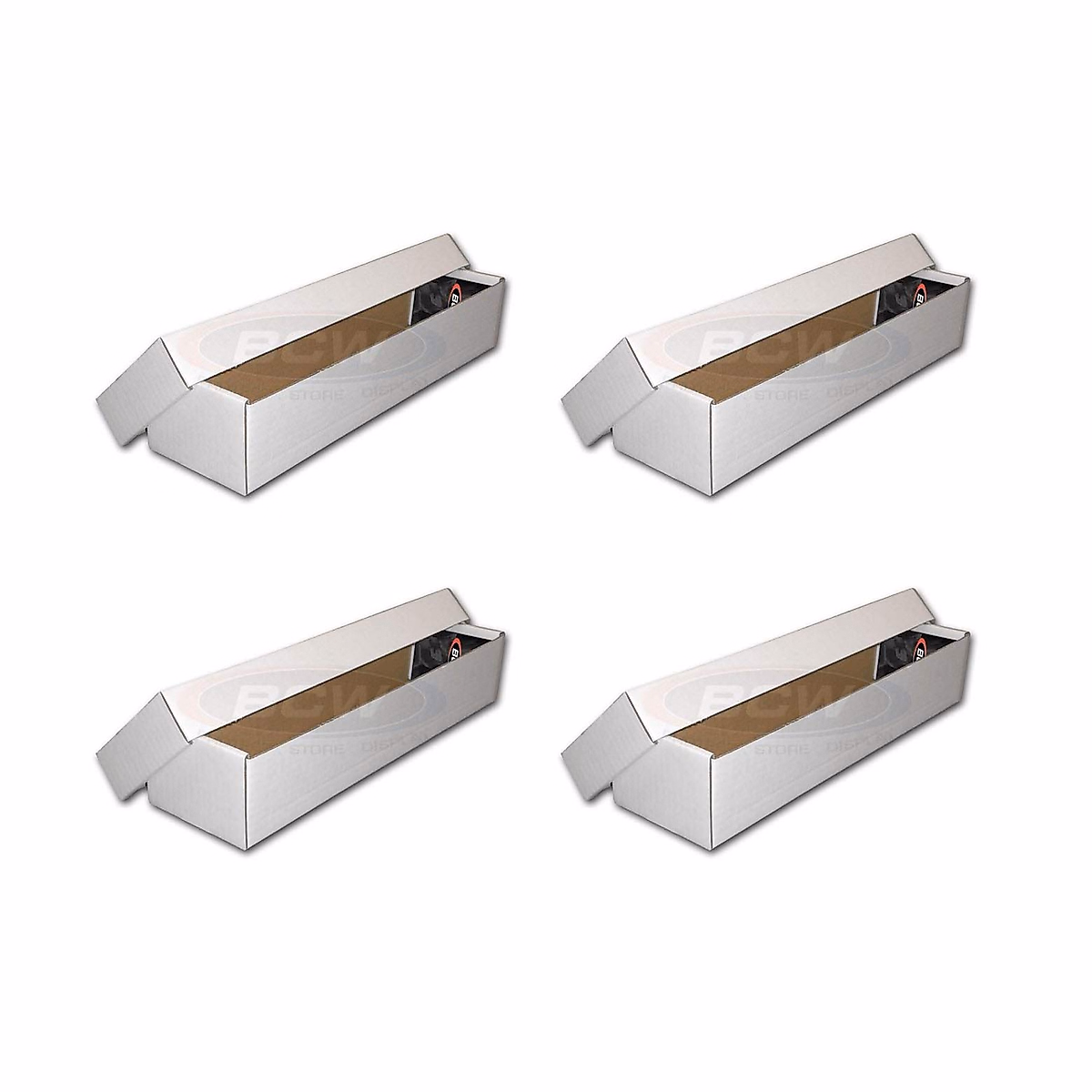 BCW 800 Count Box with Lid- Bundle with 4 Corrugated Cardboard Storage Boxes - Baseball, Other Sport Cards, Gaming & Trading Card Collecting Supplies