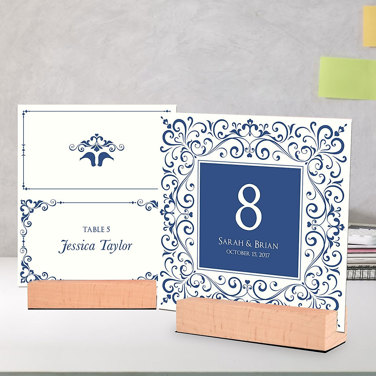 Baoz 12 PCS Wood Place Card Holders Table Number Stands Picture Holder Acrylic Sign Holders 3.9 X 1.1 X 0.7 inch for Retail Shop Cafe Wedding Dinner Home Party Events Decoration