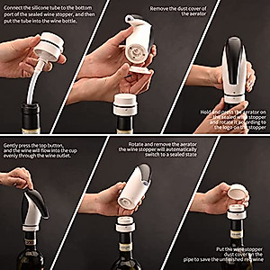 CIRCLE JOY Electric Wine Aerator Pourer Rechargeable 3-in-1 Automatic Wine Decanter Dispenser Preserver Penguin Shape Gifts for Wine Lovers, Black