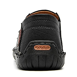 ENLEN&BENNA Men's Loafers Slip-On Casual Leather Dress Shoes Lightweight Comfortable Driving Walking Shoes Black Size 10.5