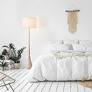 Globe Electric 52112 65" Floor Lamp, Faux Wood, Cotton Shade