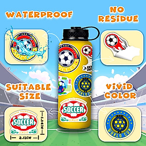 WAKEMOODEI Soccer Stickers 200PCS Soccer Sports Stickers for Boys, Waterproof Vinyl Stickers for Water Bottles, Kids Stickers Soccer Party Favors Soccer Gifts Stickers for Kids Teens Soccer Lovers