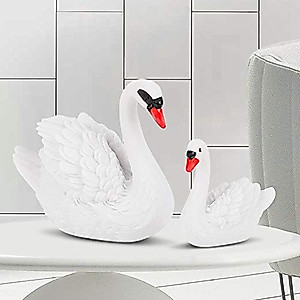 Dancal 2 PCS Swan-Shape Garden Statue Outdoor Sculpture Lawn Garden Scene Decor