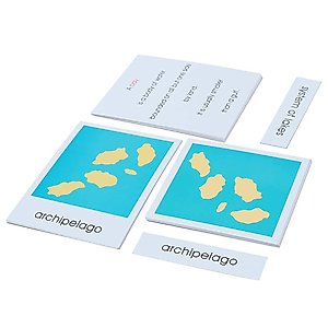 Kghios Land and Water Form Cards Set- Montessori Materials for Kids Geography Educational Tools Preschool Early at Home Learning Toys