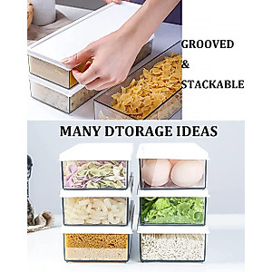 qiuqiu Set of 3 Durable Airtight Pasta Storage Box Spaghetti Jar with Lids Rectangular Stackable Pasta Containers for Pantry Fridge Kitchen Cupboards