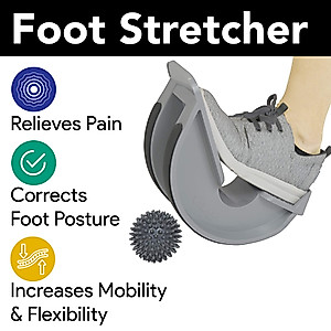 ProHeal Foot Rocker Calf Stretcher with Spiked Ball Massager - for Plantar Fasciitis, Achilles Tendonitis - Calf, Foot, Heel, and Ankle Stretcher - Lower Leg Pain Relief - Blue with Yellow Ball