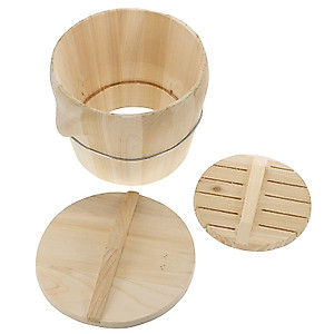 Cabilock Japanese Rice Bamboo Food Steamer Wooden Sushi Rice Bowl Hangiri Sushi Oke Sushi Rice Mixing Tub Bamboo Steamer Basket for Restaurant Home Kitchen Dumpling Steamer Basket Rice Container