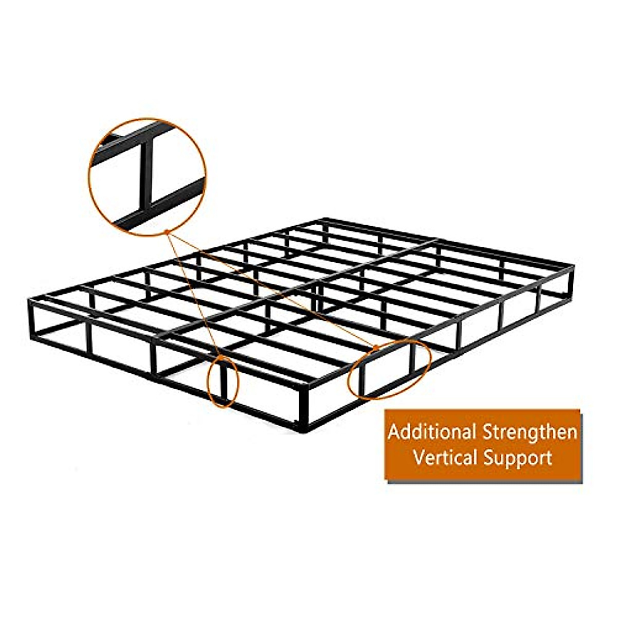 ZIYOO California King Box Spring and Cover, 9 Inch High Profile Easy Assembly,Mattress Foundation/Heavy Duty Metal Steel Structure/Quiet Noise-Free Accessory