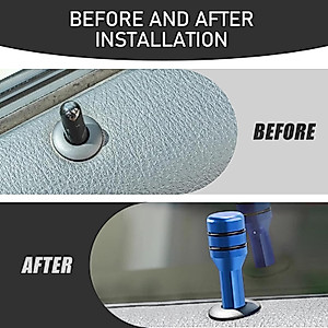 Slykew 4 PCS Car Door Lock Knobs, 0.47" x 1.93" Aluminum Alloy Inner Door Lock Pull Pins, Automotive Inner Door Pull Pins Decor, Suitable for Most Cars SUVs Accessory (Blue)