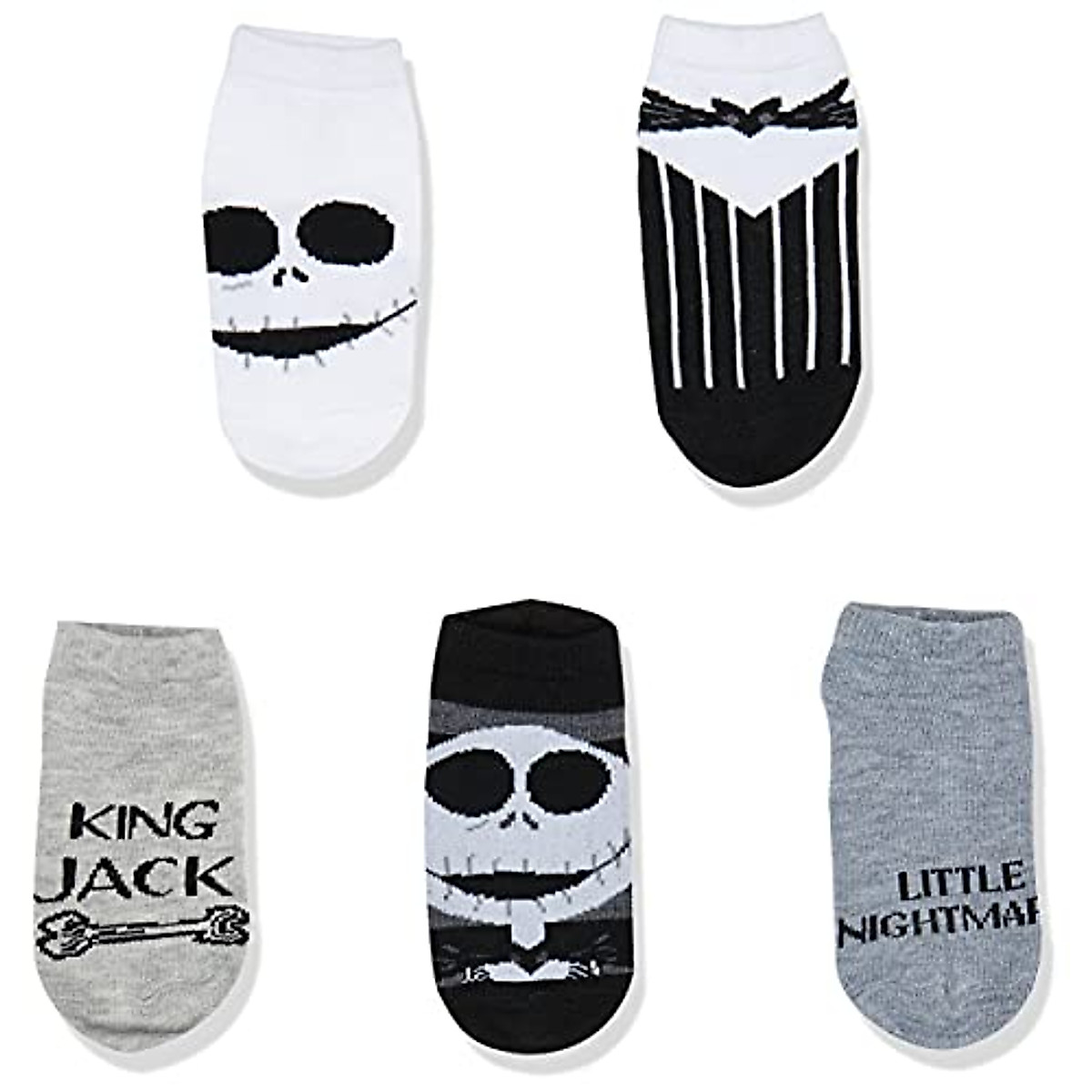 Disney unisex baby Disney Nightmare Before Christmas 5 Pack Shorty Socks, Black White Multi, 2-4T US