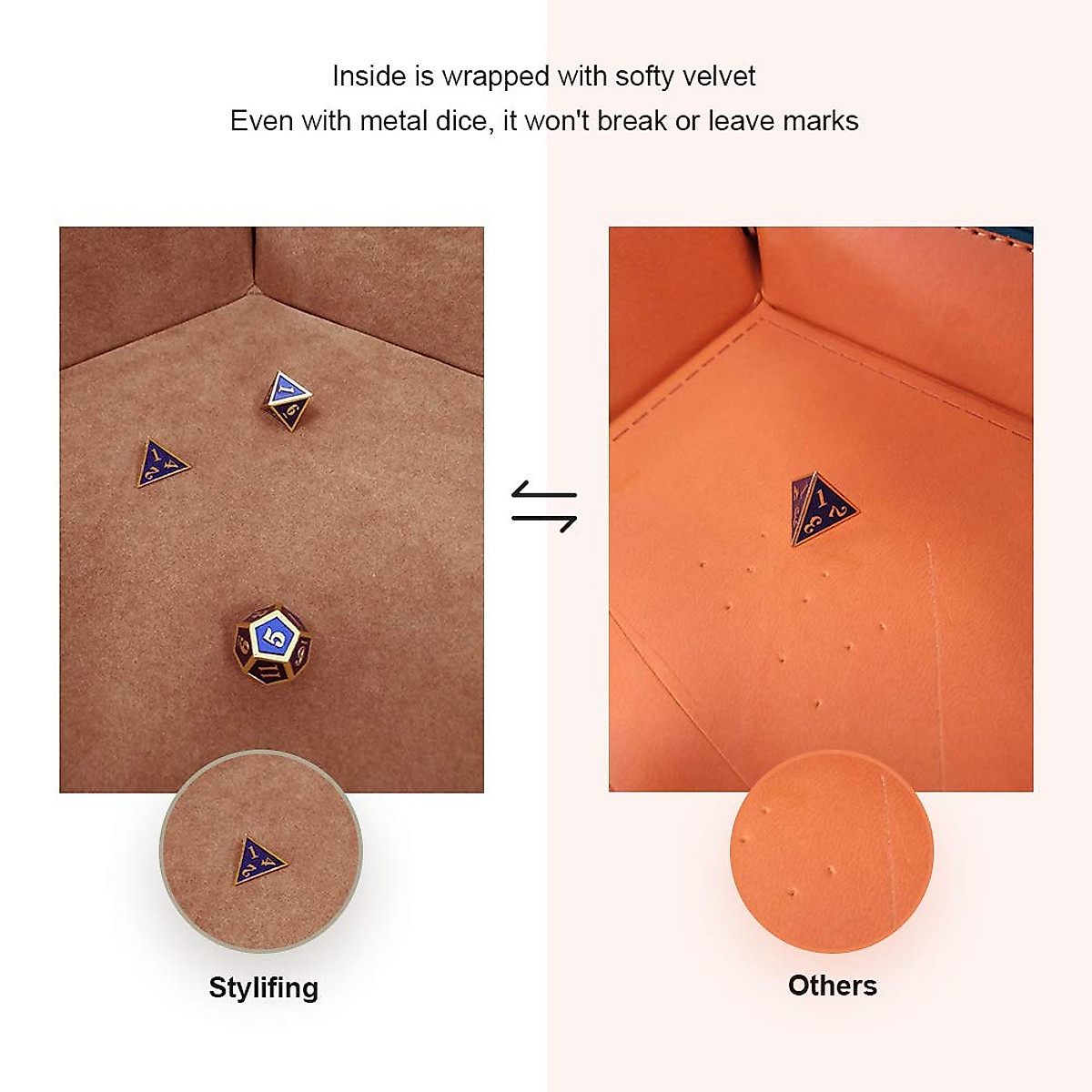 Dice Tray 12 Inch Dice Rolling Tray Folding Dice Tray Holder for RPG DND Table Games Double Sided PU Leather Tray (Camel)