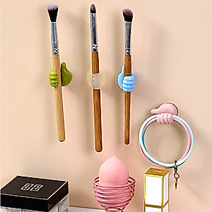 Thumb Hooks for Hanging, 15pcs Self Adhesive Thumb Cable Organizer Clips No Punching Key Hook Holder Wall Hangers, Multifunctional Nails-Free Utility Silicone Hooks Desk Wire Management Storage