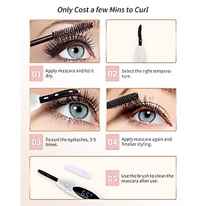 Heated Eyelash Curlers Lash Curler：Electric Eyelash Curlers, Rechargeable Lash Curler with Eyelash Comb for Quick Natural Curling Makeup Natural Curling Eye Lashes and 24 Hours Long Lasting