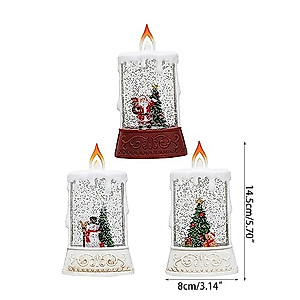 BELOWSYALER Christmas Bauble Christmas Snow Globe Candle Light Battery Operated Wind Lamps Sequins Water Injections Night Lights for Home Decorations