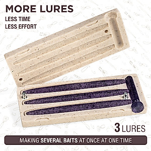 Smedioks Premium Soft Plastiс Mold Lure Making Injection Molds Fishing Lures 3 Cavity Yama Senko 5''