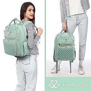 LOVEVOOK Laptop Backpack for Women, Water Resistant Travel Work Backpacks Purse Stylish College Business Teacher Nurse Computer Bag with USB Charging Port, Fits 15.6" Laptop