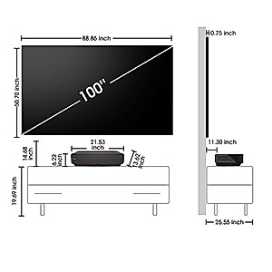 Hisense 100L5G-DLT100B 4K UHD Ultra-Short Throw Laser TV 100" High Gain ALR Screen, 2700 lumens, Compatible with Dolby Atmos, Google Assistant and Chromecast Built-in, Compatible with Alexa